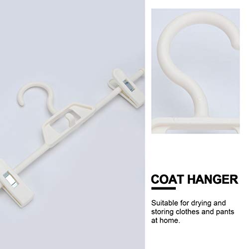 DOITOOL 10 Pack Plastic Skirt Hangers, Space Saving Cloth Hangers with Retractable Clips, Non Slip Clip Hangers for Pants, Bulk Plastic Hangers Closet Organizer (White)