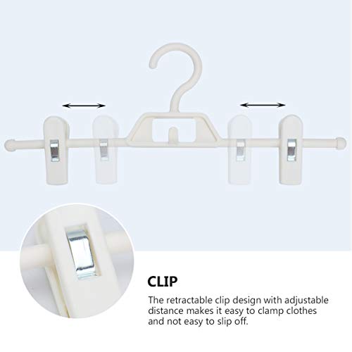 DOITOOL 10 Pack Plastic Skirt Hangers, Space Saving Cloth Hangers with Retractable Clips, Non Slip Clip Hangers for Pants, Bulk Plastic Hangers Closet Organizer (White)