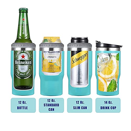 Gteller 4 in 1 Stainless Steel Can/Bottle Insulator, 14oz Two-Way Lids SUS Insulated Can Cooler, Beer Bottle holder (Black)