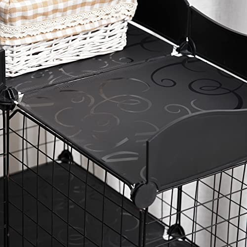 PawHut Pet Playpen Small Animal Cage Portable Metal Wire Yard Fence with Door, Ramp, Platform for Kitten, Ferret