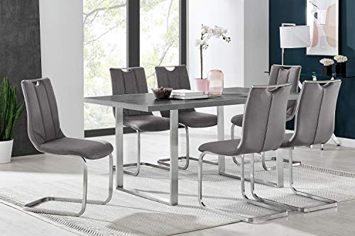 Armen Living Fenton and Gray Pacific 7 Piece Modern Rectangular Dining Set