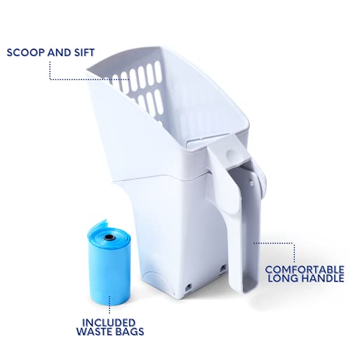 PURRFECT POUCH Cat Litter Shovel | Built-in Cat Litter Scooper with Holder | Scoop and Bag at the Same Time | Includes 1 Roll of Waste Bags