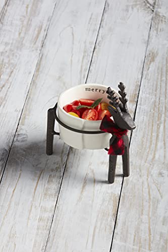 Mud Pie Christmas Reindeer Dip Cup, 5.75" x 4.25", assembled 5 3/4" x 4 1/4" dia, White