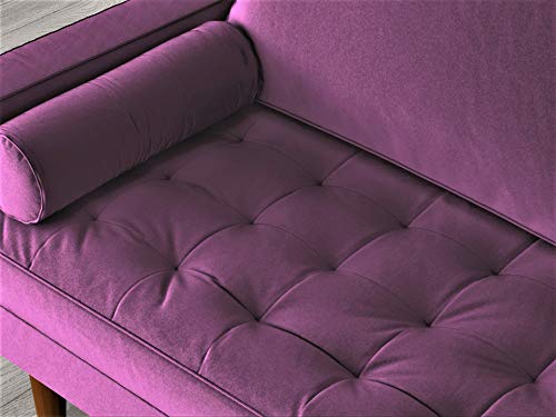 Container Furniture Direct Womble Modern Velvet Upholstered Living Room Diamond Tufted Chesterfield Sofa with Gleaming Nailheads, Purple