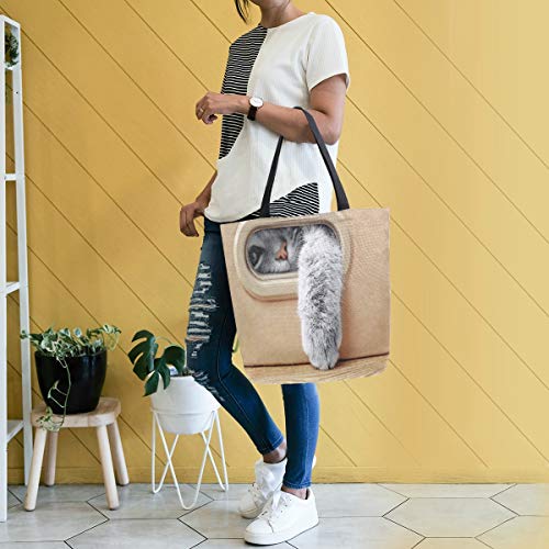 Canvas Tote Bag Lovely Animal Cat Large Handbags Reusable Multi Purpose Tote Strong Durable for Woman Man