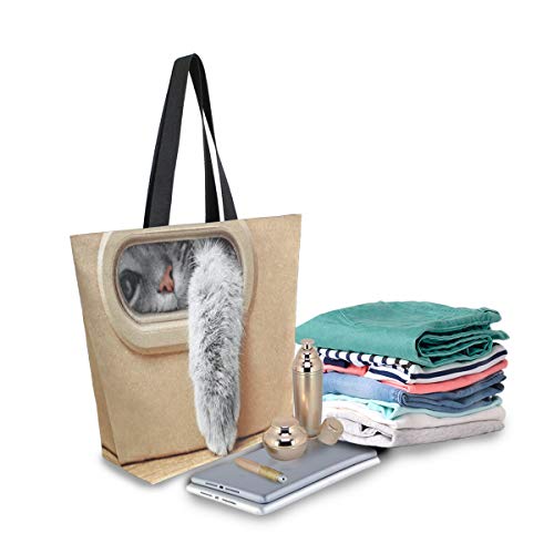 Canvas Tote Bag Lovely Animal Cat Large Handbags Reusable Multi Purpose Tote Strong Durable for Woman Man