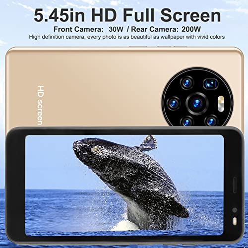 5.45in HD Full Screen Cell Phones, Mate40 Pro Dual Card Dual Standby Smartphones, 512MB+4GB Android4.4.2 Smart Phone, MTK6572 DualCore CPU, Face Recognition Unlocking(Gold)