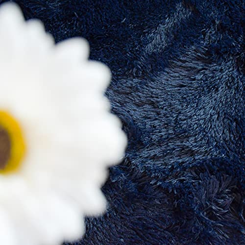 Navy Blue Area Rugs for Living Room Super Soft Floor Fluffy Carpet Natural Comfy Thick Fur Mat Princess Girls Room Rug
