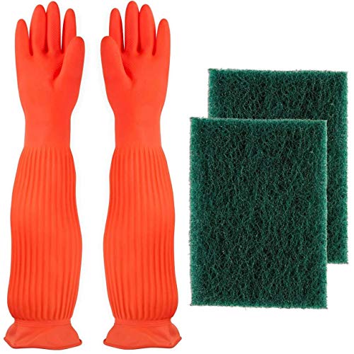 AroPaw Aquarium Cleaning Tools Set 22 Inch Waterproof Gloves, Aquarium Cleaner Fish Tank Sponge