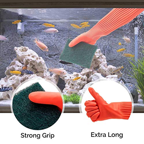 AroPaw Aquarium Cleaning Tools Set 22 Inch Waterproof Gloves, Aquarium Cleaner Fish Tank Sponge