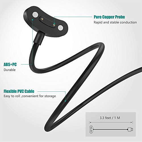 TUSITA [2-Pack Charger Compatible with TicWatch Pro 3, Pro 3 LTE, Pro X, E3 Smart Watch - Magnetic USB Charging Cable 3.3ft 100cm - Smartwatch Accessories