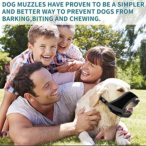 Dog Muzzle for Medium Dogs, Dog Muzzle for Large Dogs Biting, Soft Nylon Muzzle Anti Biting Barking Chewing,Air Mesh Breathable Drinkable Adjustable Pet Muzzle for Medium Large Dogs L Black