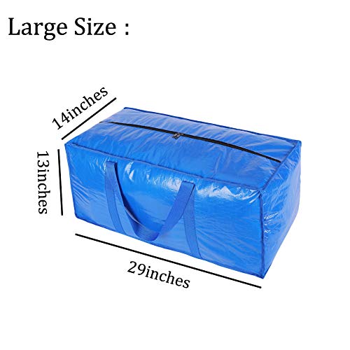 Heavy Duty Extra Large Storage Bags, Moving Bags, College Dorm Essentials, Extra Large Storage Bags for Moving Supplies, Christmas Decorations Storage, Double Zipper Design (Blue 6 pack)