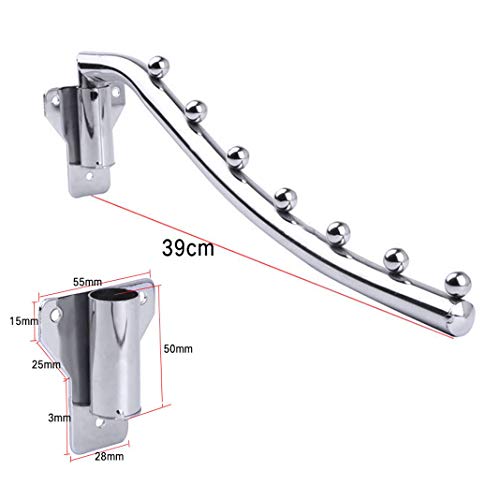 Folding Wall Mounted Clothes Rack, Wall Clothes Hanger Detachable Sturdy Swing Arm Coat Hanger Stainless Steel Clothes Hook Closet Rod Clothing Holder Drying Racks for Bathrooms Laundry Room, 2 Pack