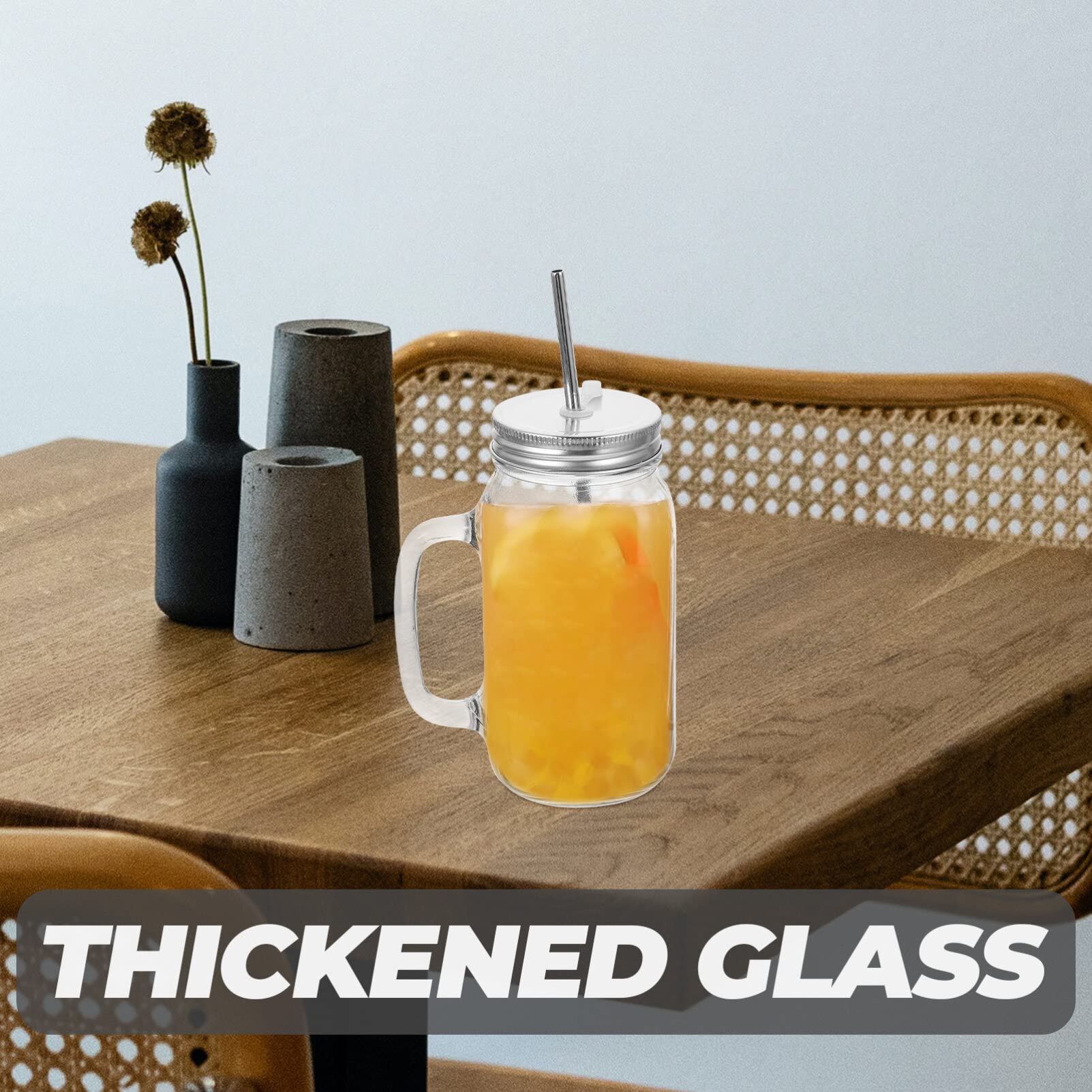 Luxshiny 1 Set Juice Glass Milk Tea Drinking Cup Covered Cup Coffee Cups Reusable Water Bottle with Handle Bottle Tumbler with Straw Cold Drink Cup Straw Mug Beverage Cup