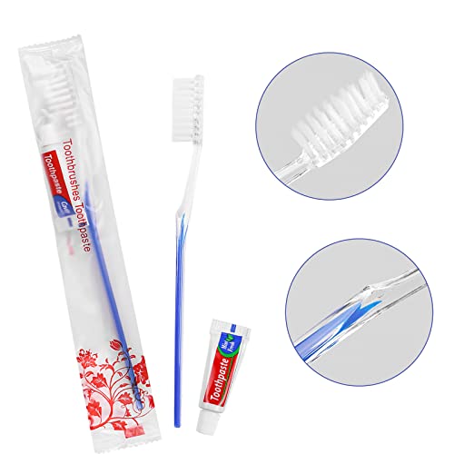 Travel Toothbrushes Kit,100Pcs Travel Toothbrush Set Disposable Toothbrushes with Toothpaste for Nursing Home,Hotel,Charity(Individually Wrapped)