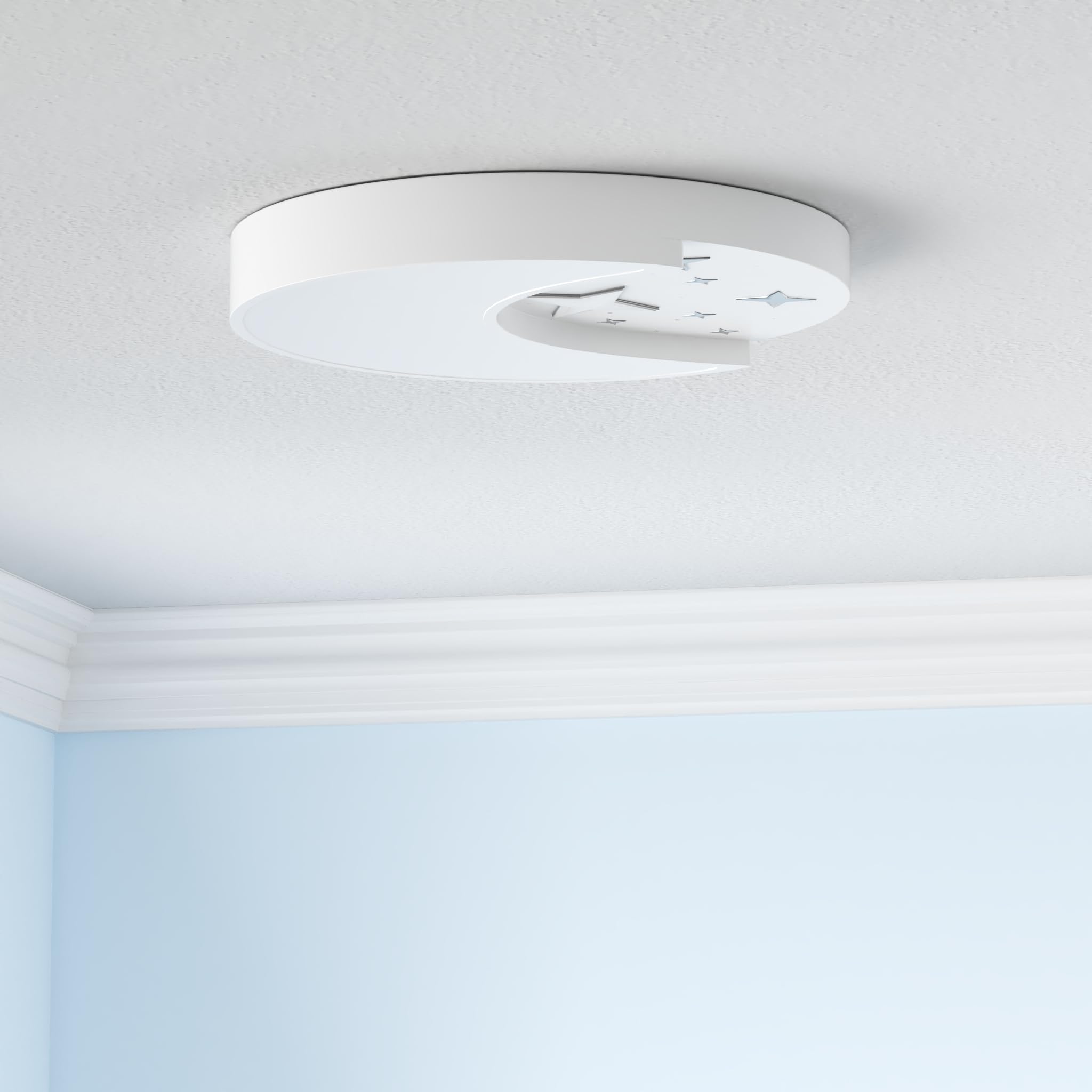 15.75 Inch Flush Mount Ceiling Light for Kids, 30W Large Modern LED Ceiling Lights, 3000K/4500K/6500K Selectable, Moon and Star Ceiling Light Fixture for Bedroom Children's Room Nursery Playroom