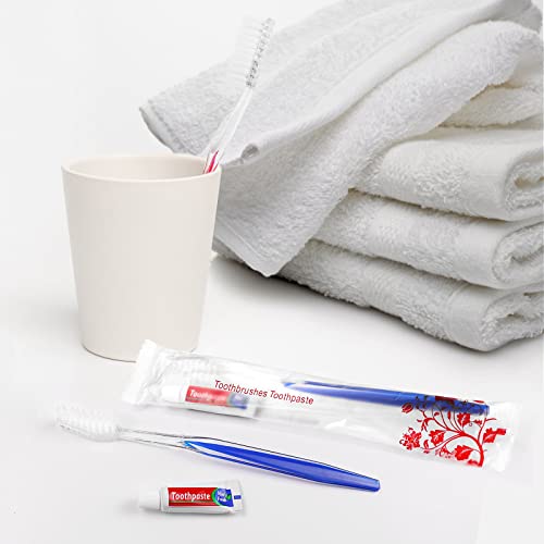 Travel Toothbrushes Kit,100Pcs Travel Toothbrush Set Disposable Toothbrushes with Toothpaste for Nursing Home,Hotel,Charity(Individually Wrapped)