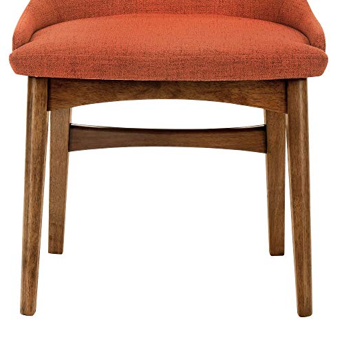 Armen Living Azalea Fabric Wood Dining Side Chairs-Set of 2, 19" SH, Orange/Walnut