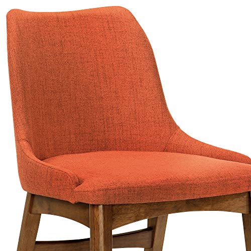 Armen Living Azalea Fabric Wood Dining Side Chairs-Set of 2, 19" SH, Orange/Walnut