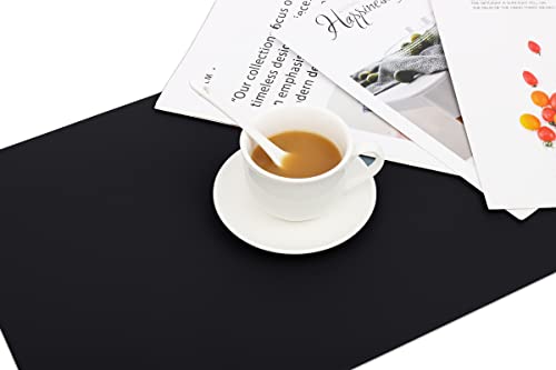 Vinjiasin Black Leather Placemats for Dining Table Set of 4, Waterproof Wipeable Placemats, Heat Resistant Non Slip Rectangle Indoor Place mats, Easy to Clean Christmas Decorations