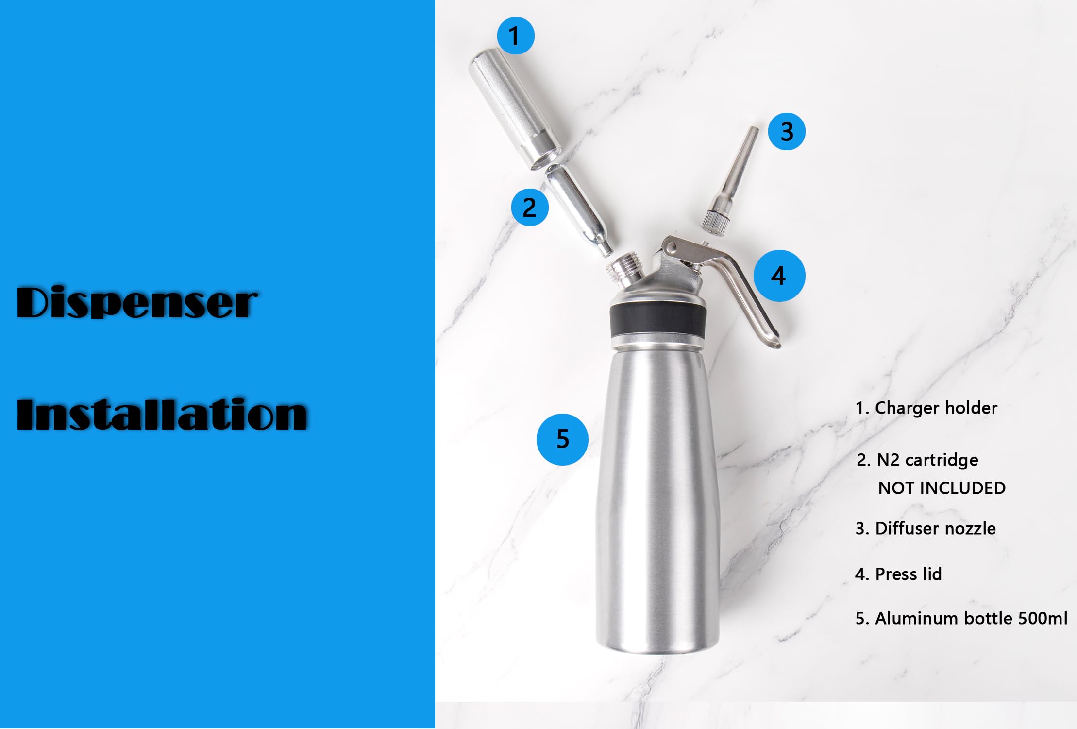 JILLMO Nitro Cold Brew Coffee Maker, 32oz Mason Jar Cold Brew Pithcer, Aluminum Dispenser Bottle with Nitro Diffuser Nozzle, N2 Cartridges NOT INCLUDED.
