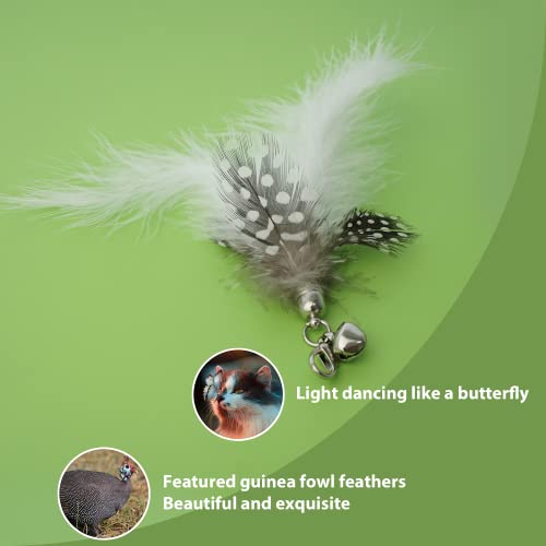 FUPUSUN 2022 Latest Cat Feather Toys, Interactive Cat Toys Kitten Toys, 1PCS Elasticity Cat Wand Toy and 3PCS Teaser Refills Tail Bird Feathers, Cat Toys for Indoor Cats Kitten Play Chase Exercise