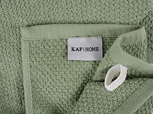 KAF Home Set of 4 Deluxe Popcorn Terry Kitchen Towels | 18 x 28 Inches | 100% Cotton Kitchen Dish Towels (French Green)