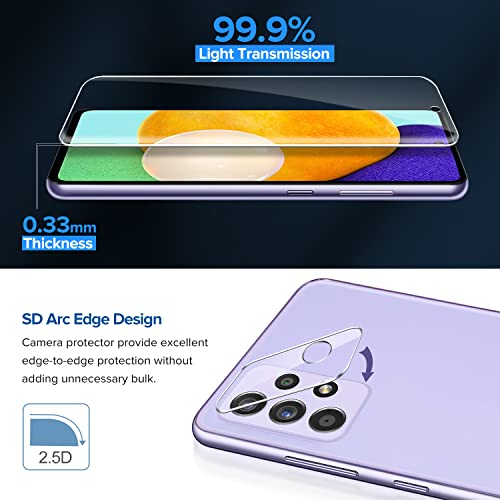 [4+2 Pack] iVoler Screen Protector for Samsung Galaxy A52 5G&4G/ A52s 5G [4 Pack] with 2 Pack Camera Lens Protector Tempered Glass for Samsung A52 5G&4G/ A52s 5G with Easy Installation Frame, 6.5 inch