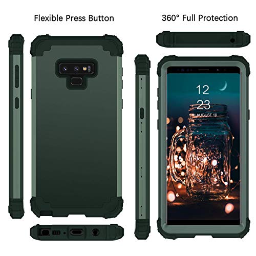 BENTOBEN Galaxy Note 9 Case, Phone Case Samsung Note 9, Heavy Duty 3 in 1 Rugged Hybrid Hard PC Soft Silicone Bumper Shockproof Drop Protective Girls Women Boy Cute Cover for Galaxy Note 9, Dark Green
