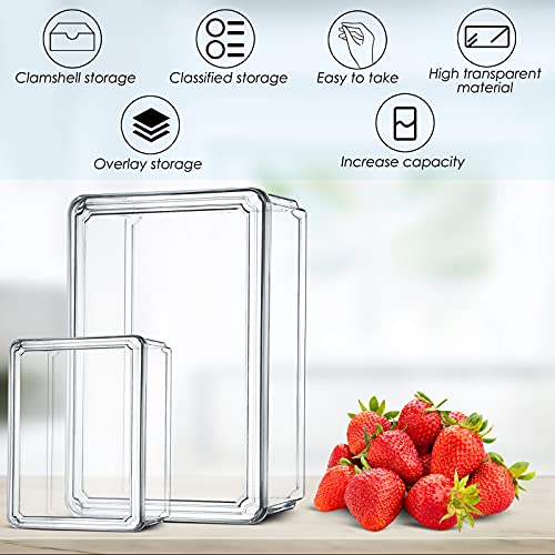 Set of 5 Fridge Organizer Bins Plastic Freezer Refrigerator Pantry Organizer Food Storage Box Container for Cabinet, Countertops, Cupboard, Kitchen Pantry Organization and Storage