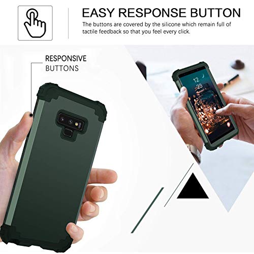 BENTOBEN Galaxy Note 9 Case, Phone Case Samsung Note 9, Heavy Duty 3 in 1 Rugged Hybrid Hard PC Soft Silicone Bumper Shockproof Drop Protective Girls Women Boy Cute Cover for Galaxy Note 9, Dark Green
