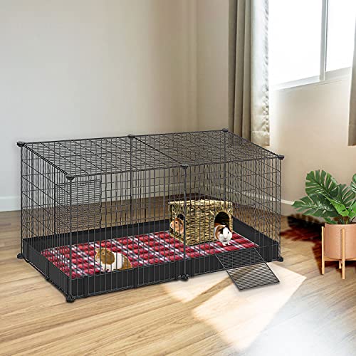 BWOGUE Large Grass House for Guinea Pigs,Hand Woven Straw Hut Foldable Small Animal Play Hideaway Bed with Double Openings Playhouse for Bunny Guinea Pig Chinchilla Ferret