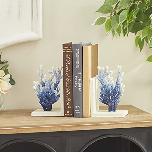 Deco 79 Metal Coral Ombre Bookends, Set of 2 4"W, 7"H, Blue