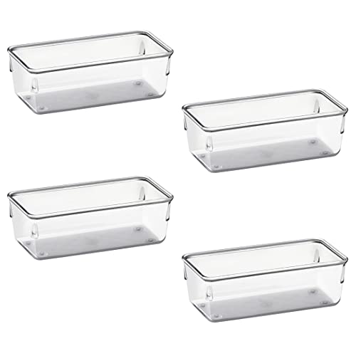 Acrimet Desk Drawer Organizer Box Tray Storage Bins Modular Divider for Home, Kitchen, Office and Storage (Clear Crystal Plastic) (4 Pack - 6.25" x 3.13" x 2.13")
