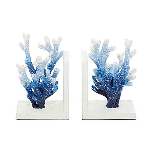 Deco 79 Metal Coral Ombre Bookends, Set of 2 4"W, 7"H, Blue