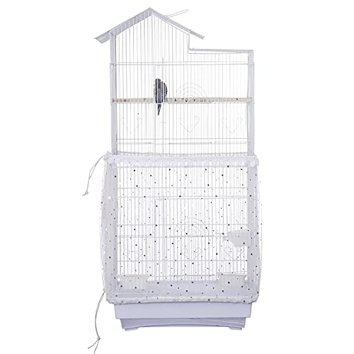 Perfitel Universal Birdcage Cover Seed Catcher Parrot Birdcage Nylon Mesh Guard Netting with lace (Not Included Birdcage,1 Piece) (80 x 18 inch, White)…