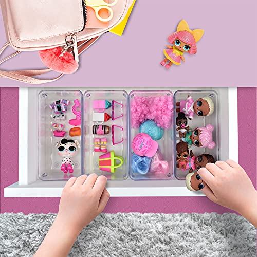 Acrimet Desk Drawer Organizer Box Tray Storage Bins Modular Divider for Home, Kitchen, Office and Storage (Clear Crystal Plastic) (4 Pack - 6.25" x 3.13" x 2.13")