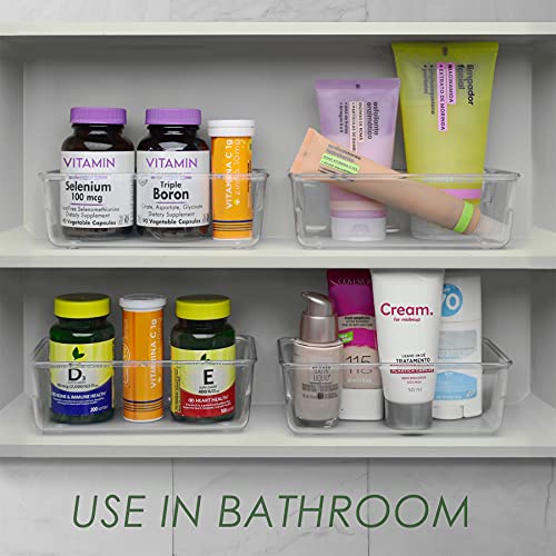 Acrimet Desk Drawer Organizer Box Tray Storage Bins Modular Divider for Home, Kitchen, Office and Storage (Clear Crystal Plastic) (4 Pack - 6.25" x 3.13" x 2.13")