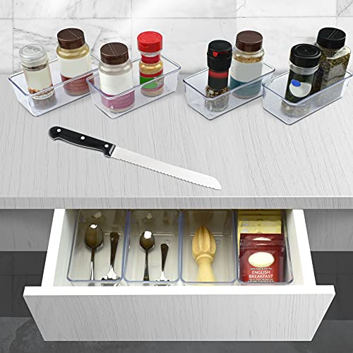 Acrimet Desk Drawer Organizer Box Tray Storage Bins Modular Divider for Home, Kitchen, Office and Storage (Clear Crystal Plastic) (4 Pack - 6.25" x 3.13" x 2.13")