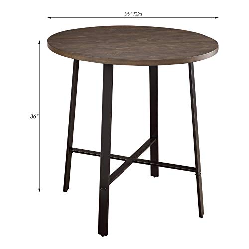 Lexicon Hyacinth Wood and Metal Round Counter Height Table, 36" Dia, Burnished Brown