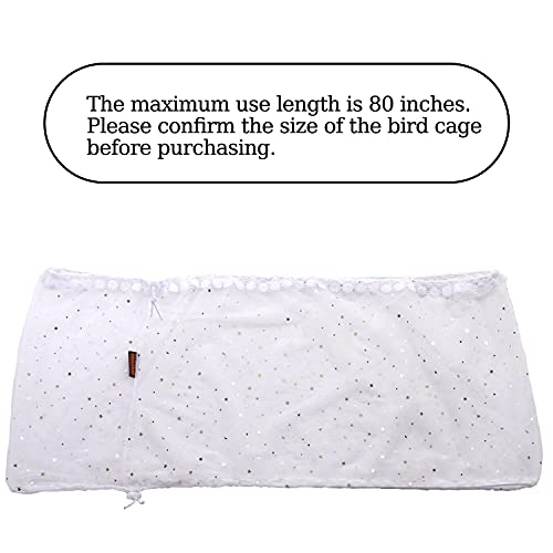 Perfitel Universal Birdcage Cover Seed Catcher Parrot Birdcage Nylon Mesh Guard Netting with lace (Not Included Birdcage,1 Piece) (80 x 18 inch, White)…