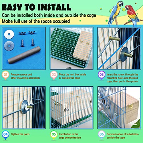 kathson Parakeet Nest Box Budgie Nesting House Cockatiel Breeding Parrots Mating Box for Lovebirds Small and Medium-Sized Birds(S)