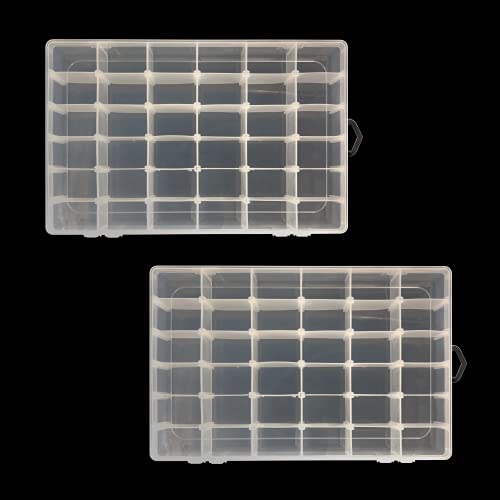 Bead Organizers and Storage - Plastic Compartment Tackle Art Bin Rock Craft Screw Thread Small Parts Collection Box Containers with Lids for Kid 2 Packs 36 Grids