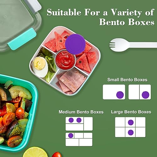 Soleebee 3 Pack Salad Dressing Containers to Go, 2.4oz Small Travel Condiment Containers, Reusable Stainless Steel Dipping Sauce Cups with Leakproof Silicone Lids for Bento Box (Purple/Green/Orange)