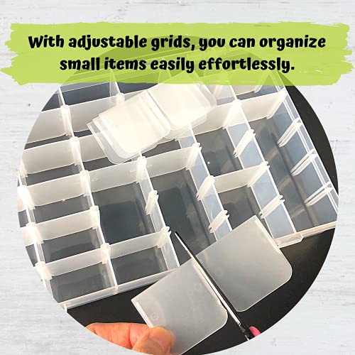 Bead Organizers and Storage - Plastic Compartment Tackle Art Bin Rock Craft Screw Thread Small Parts Collection Box Containers with Lids for Kid 2 Packs 36 Grids