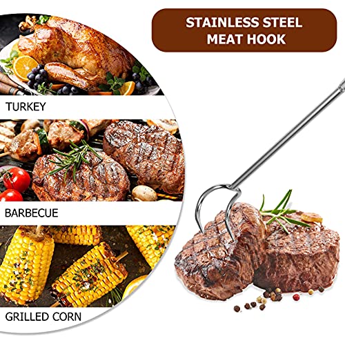 YARDWE Barbeque Grill Meat Hook Stainless Steel Double Hooks Roast Duck Hook Bacon Hams Meat Processing Butcher Hook Hanging Drying BBQ Grill Hanger Cooking Smoker Hook Tool Clothes Rack Heavy Duty