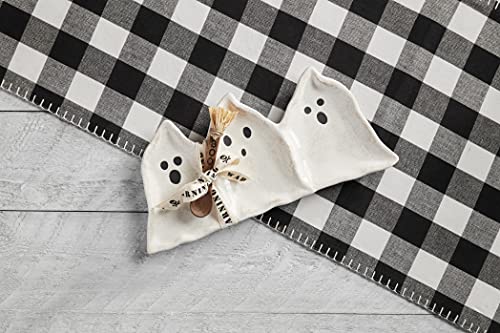 Mud Pie, White, Halloween Ghost Triple Dip Set, dish 6" x 13" | spoon 5 1/4"