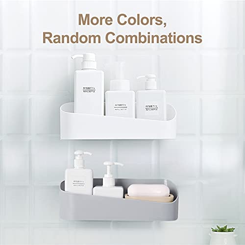 QIVANLIFE Shower Caddy Basket Shelf,Bathroom Shower Storage Organizer Wall Mounted Bathroom Shelf with Adhesive,Shampoo Holder Organizer,Storage Rack for Toilet, Kitchen Spice Racks Holder (Grey)