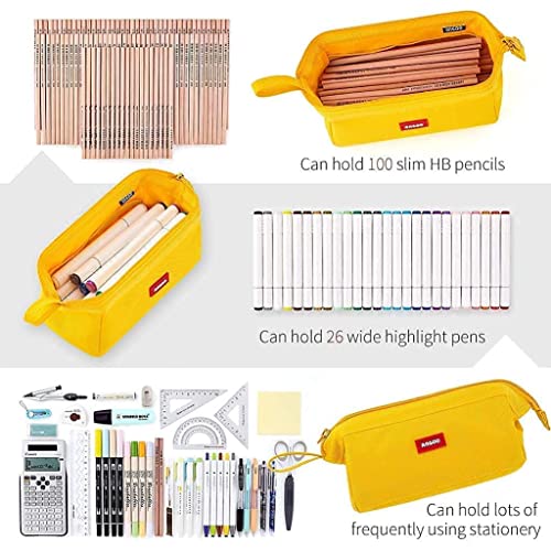 CICIMELON Pencil Case Large Capacity Pencil Pouch Pen Bag for Students Green Yellow